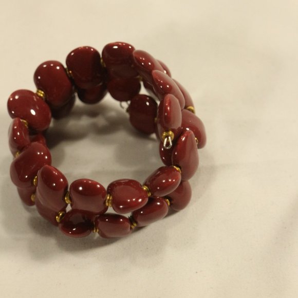 Kazuri | Jewelry | Kazuri Beads Shale Dark Red Handmade Wraparound ...